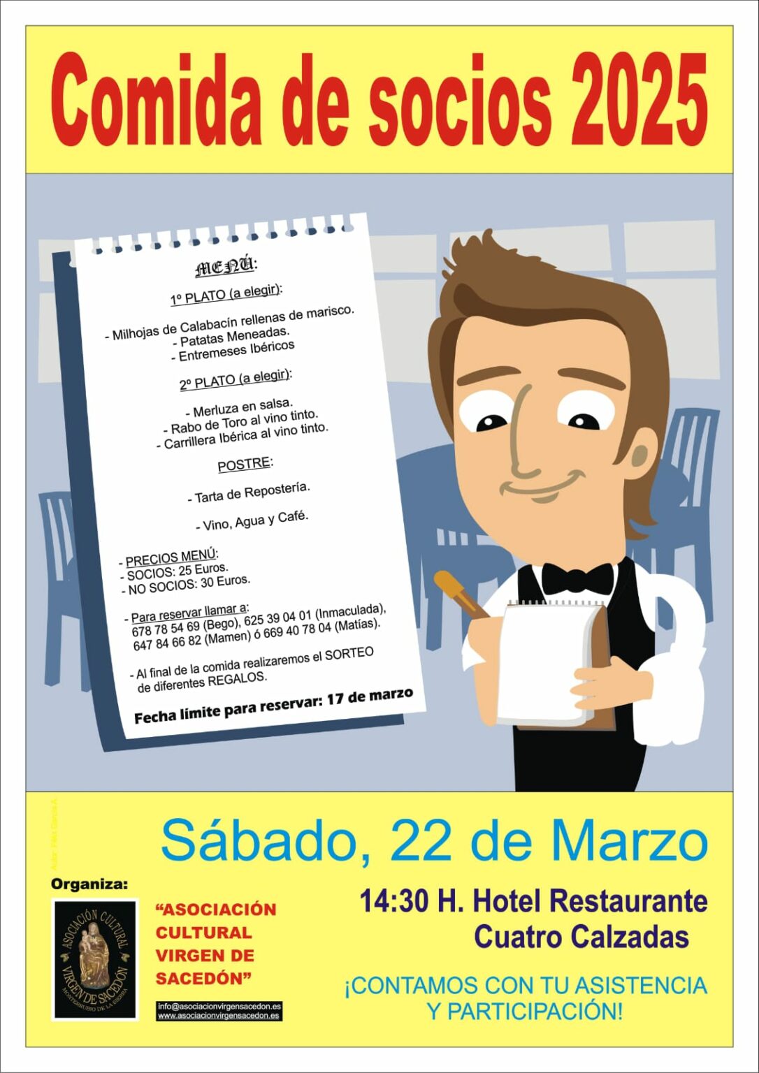 ¡Comida de Socios 2025! - Asociación Cultural Virgen de Sacedón